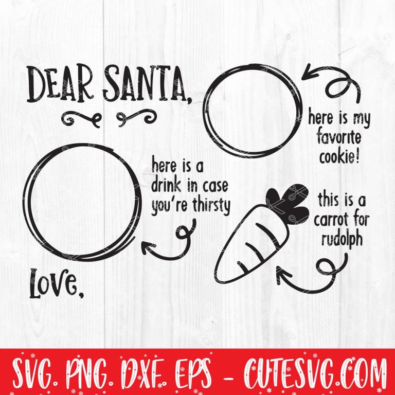 Dear Santa Cookies And Milk SVG PNG Cut Files, Merry Christmas SVG