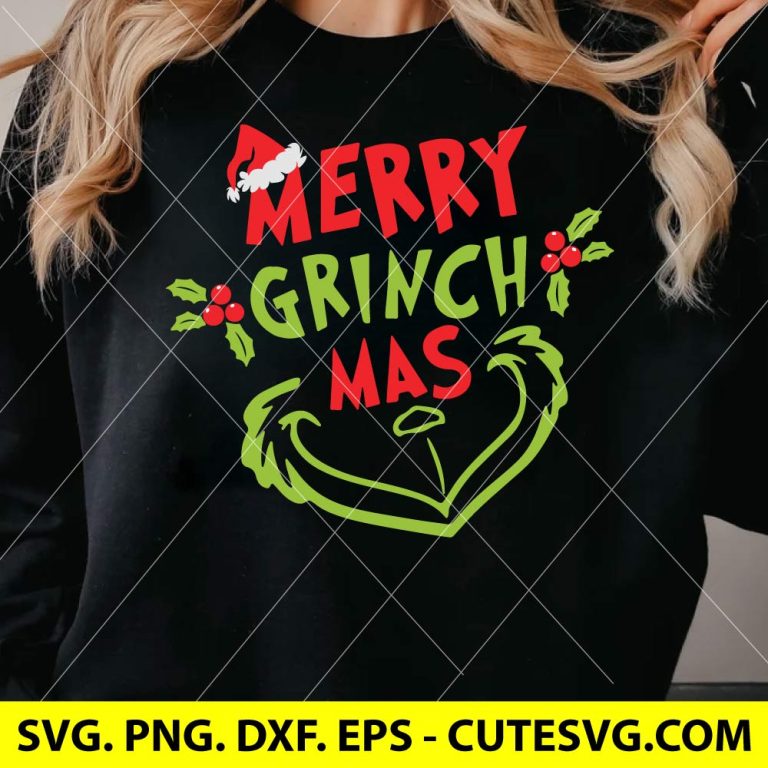 Merry Grinchmas SVG Grinch Face SVG Chritsmas Grinch SVG PNG DXF EPS Cut Files for Cricut and ...