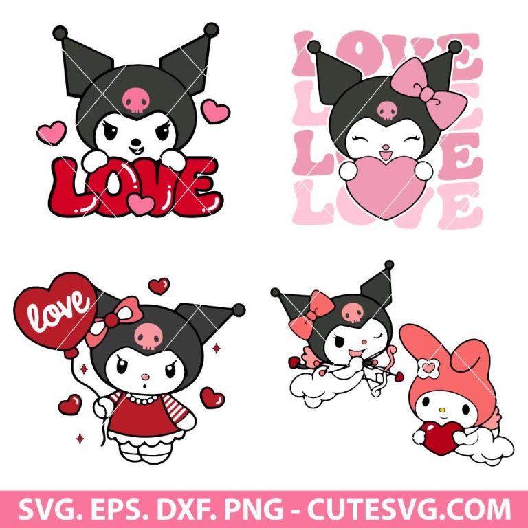 Kuromi Valentine SVG Bundle, Valentine Kuromi SVG, Love SVG, Valentine's Day SVG, Heart SVG ...